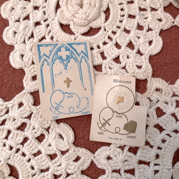 Vintage | Jewelry | 952 Hmh Gold Cross Lapel Pin Duo Hope Faith Charity ...